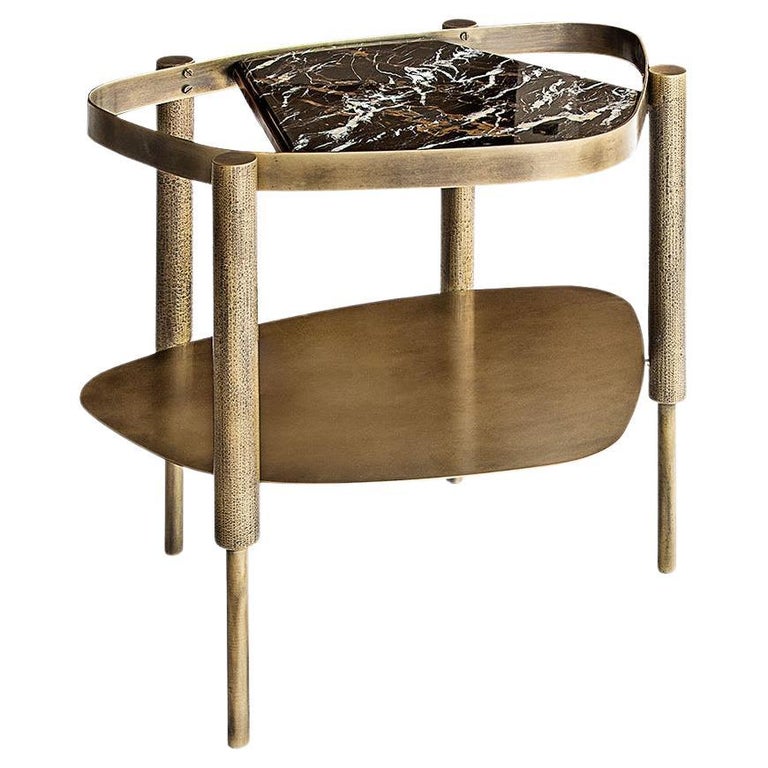 Contemporary Marble and Brass Side Table, Bijou by Adam Court for Okha For Sale at 1stDibs