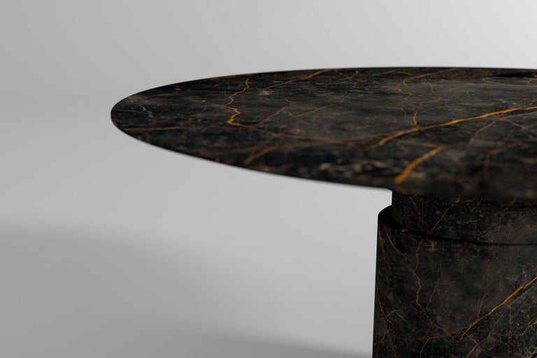 Contemporary round dining table, Port Laurent marble, shifting disc ...