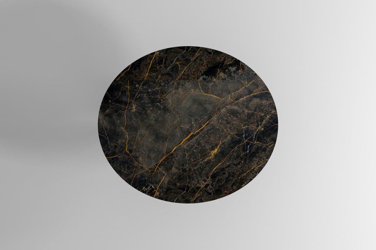 Contemporary round dining table, Port Laurent marble, shifting disc ...