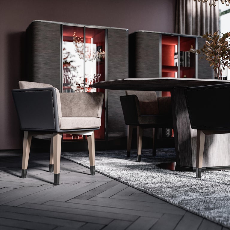 Contemporary high storage unit, velvet interior, led light and glass ...