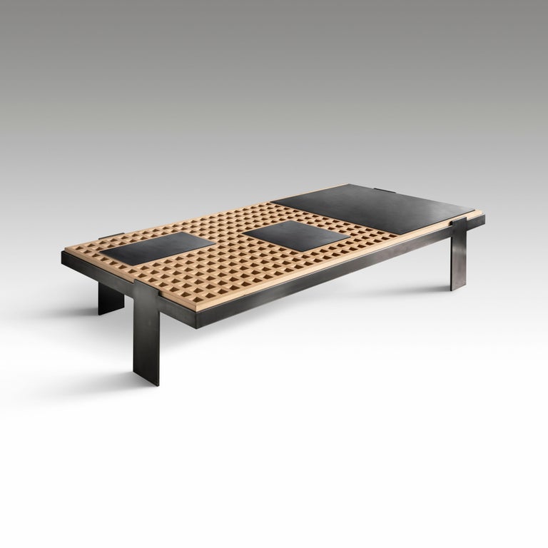Contemporary Marble and Wood Coffee Table, Composition by Adam Court ...