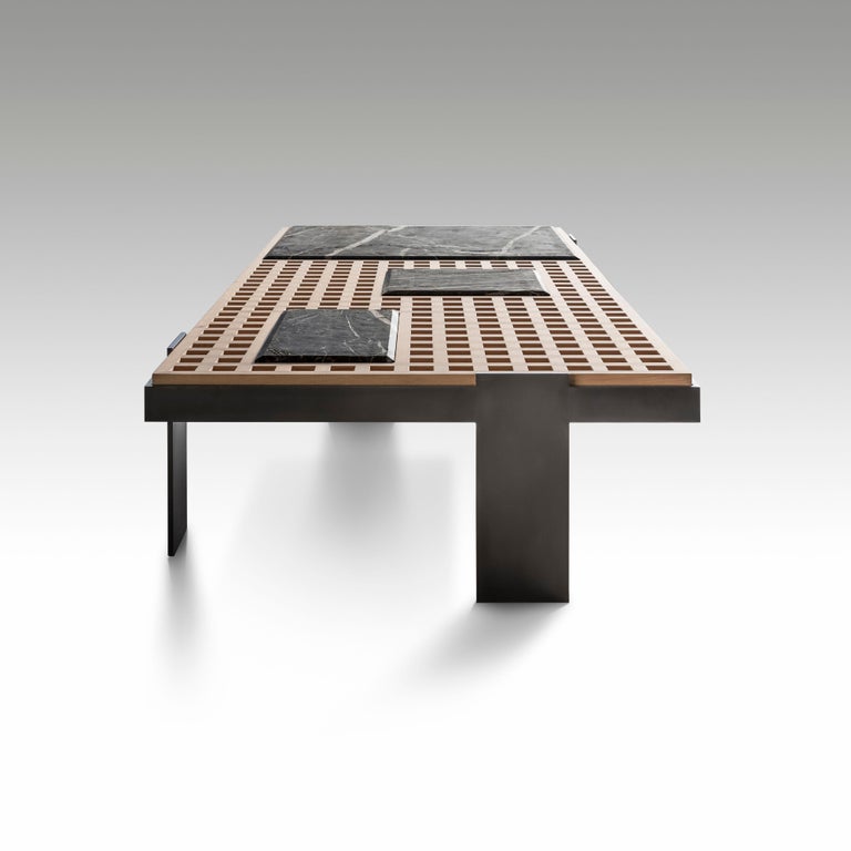 Contemporary Marble and Wood Coffee Table, Composition by Adam Court ...