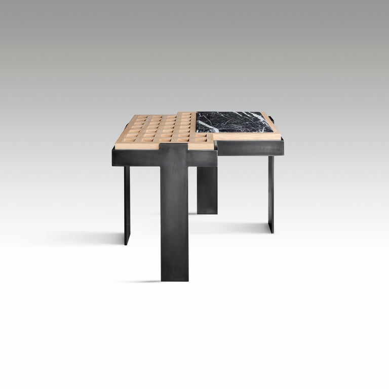 Contemporary Marble and Wood Side Table, Composition by Adam Court for ...