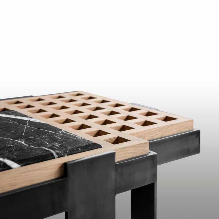 Contemporary Marble and Wood Side Table, Composition by Adam Court for ...
