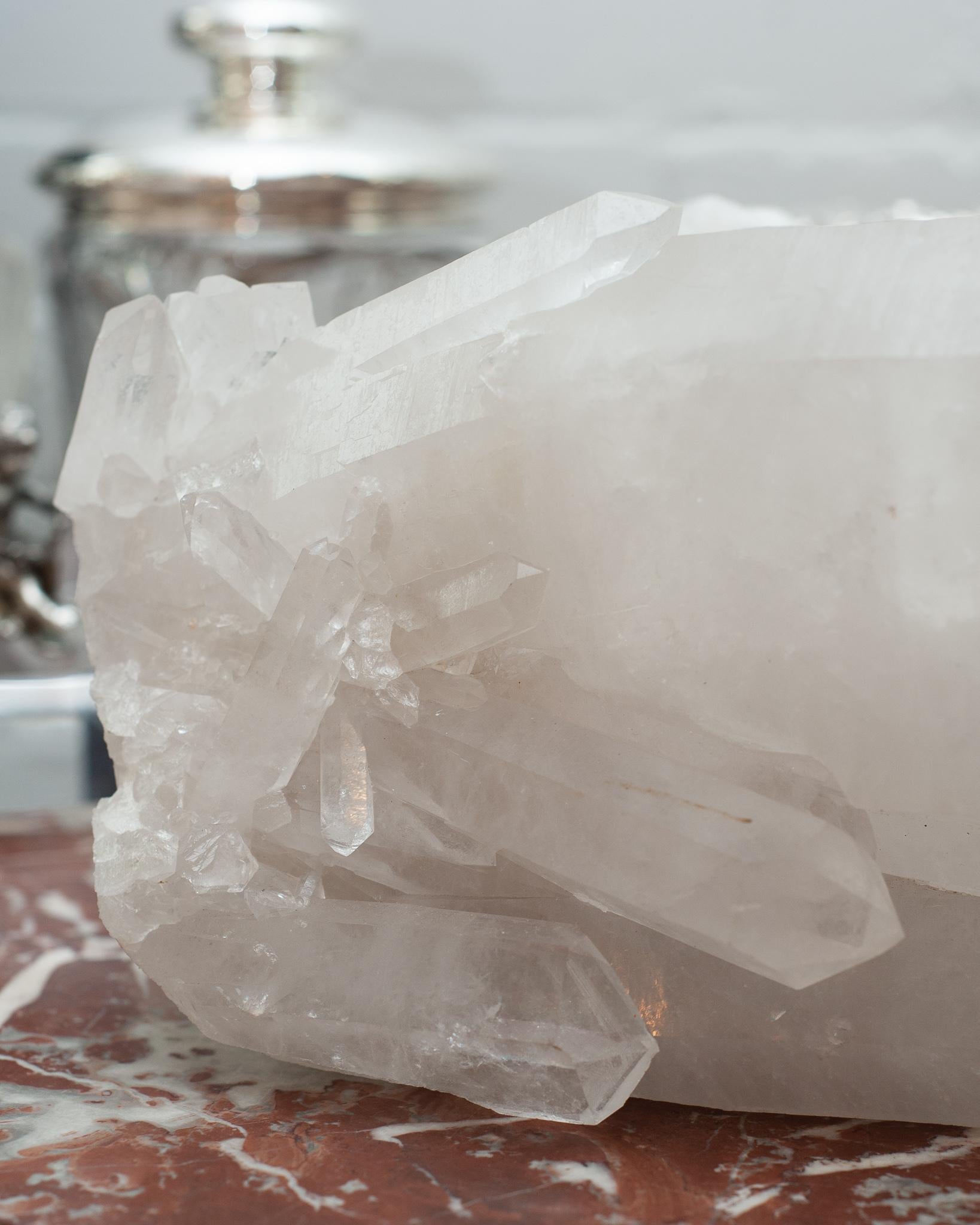 Contemporary Massive Rock Crystal White / Clear Quartz Point Cluster ...