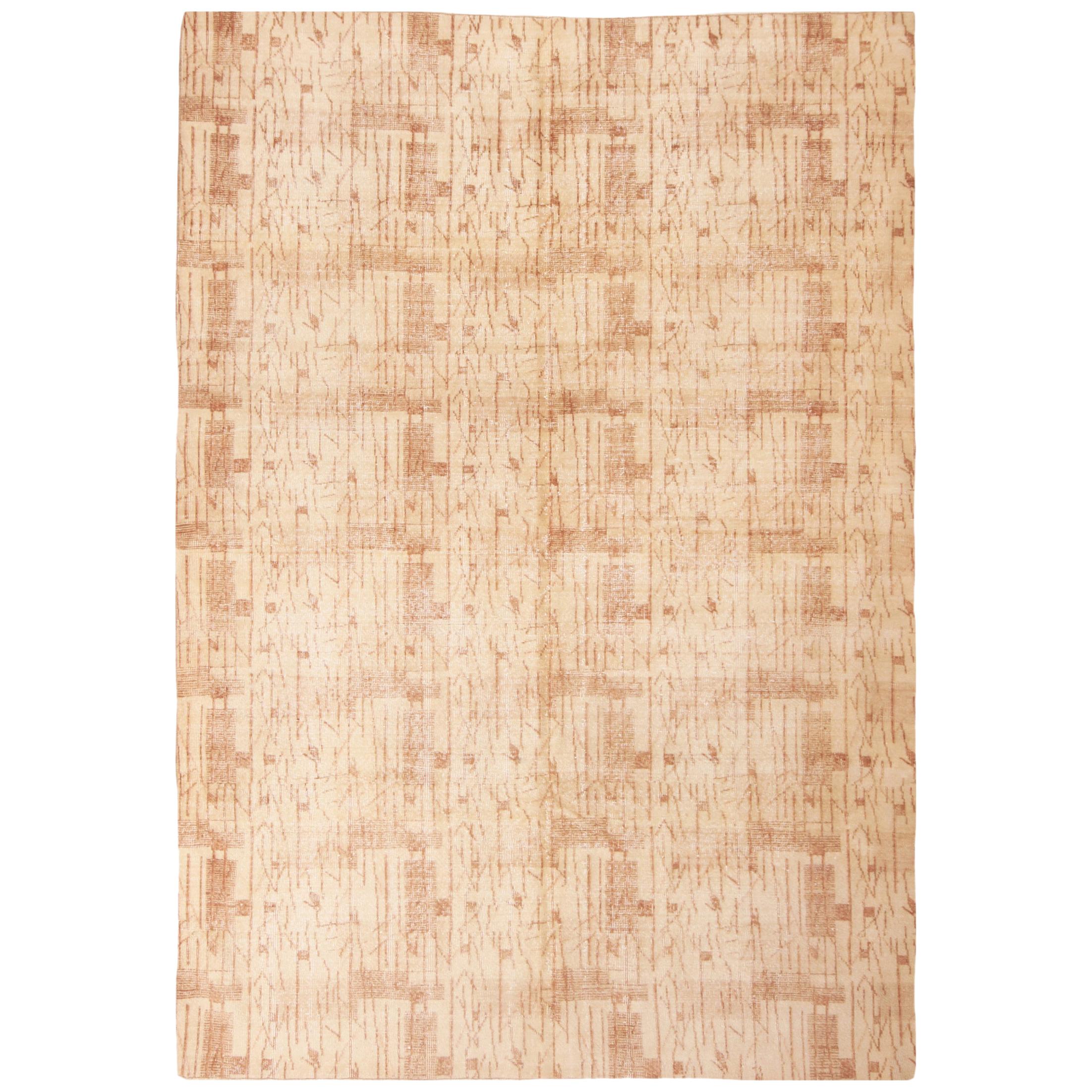 Contemporary Maze Design Geometric Beige Wool Rug For Sale at 1stDibs