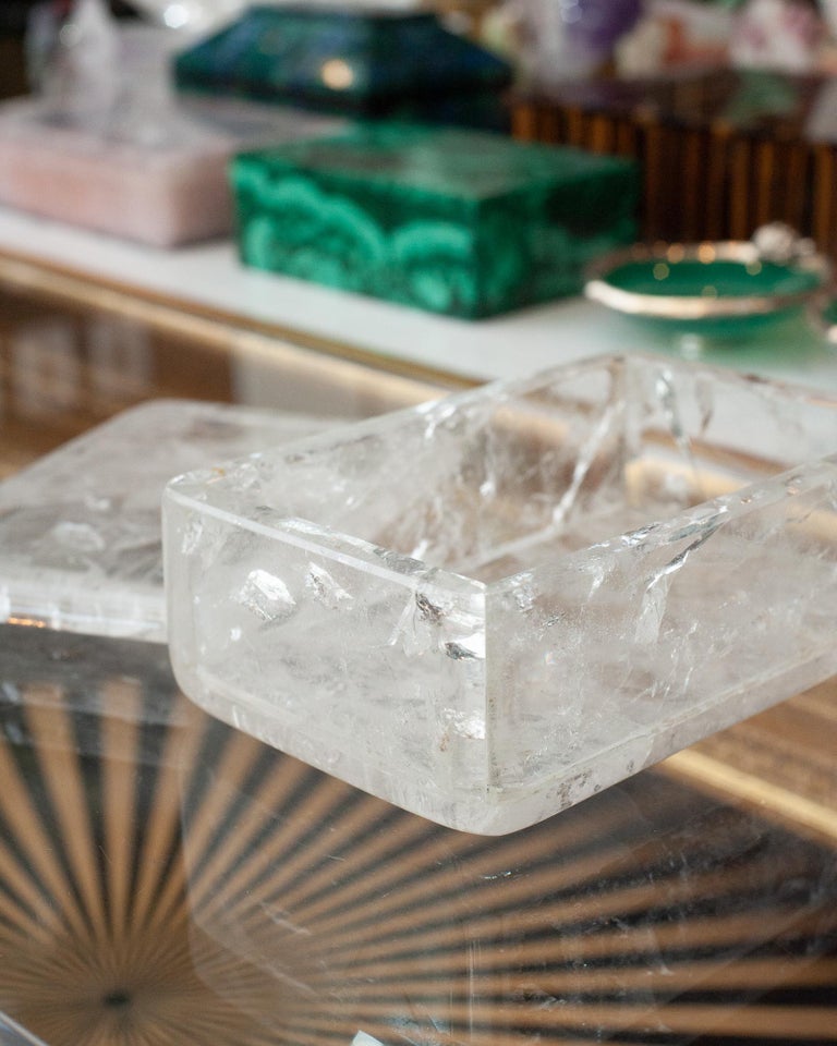 Contemporary Medium Rock Crystal Clear Quartz Box with Lid For Sale at ...