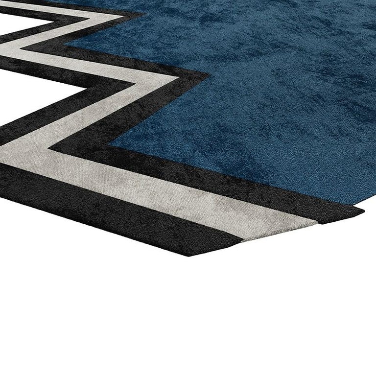 21st Century Modern Memphis Style Geometric Rug In Blue Handwoven ...