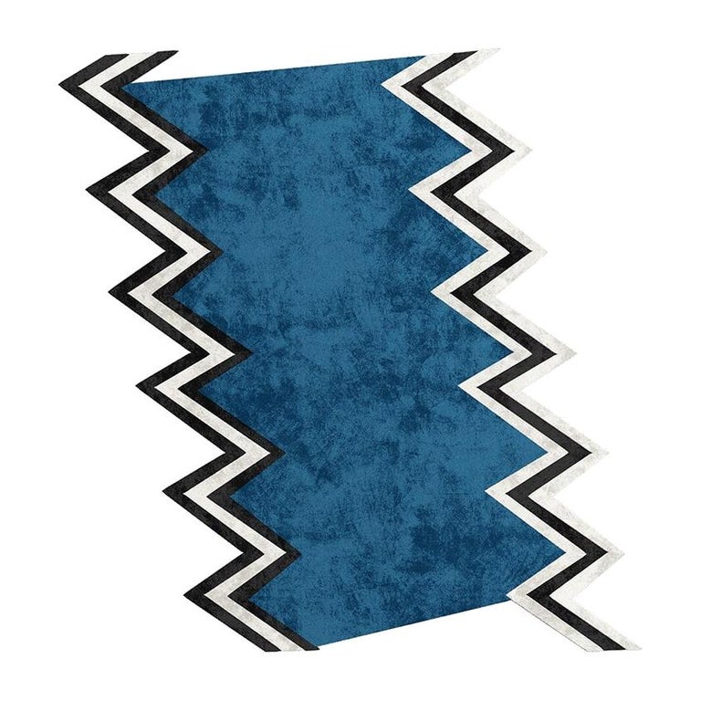 21st Century Modern Memphis Style Geometric Rug In Blue Handwoven ...