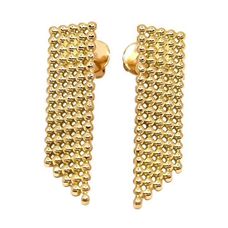 Contemporary Mesh Drop Earrings in 18kt Yellow Gold For Sale at 1stDibs
