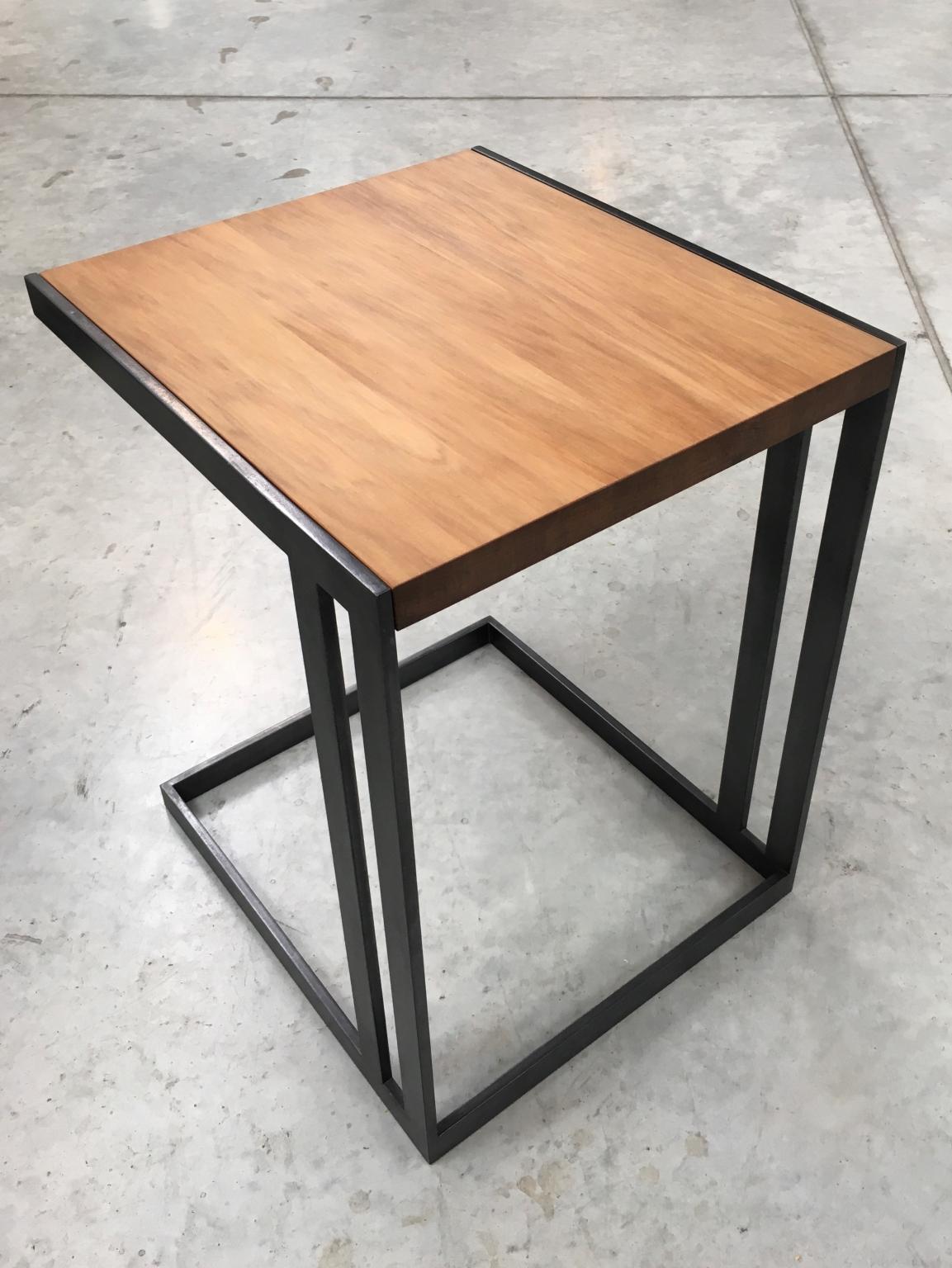 Contemporary Mica Side Table in Ancient Swamp Kauri Wood and Aged Steel ...