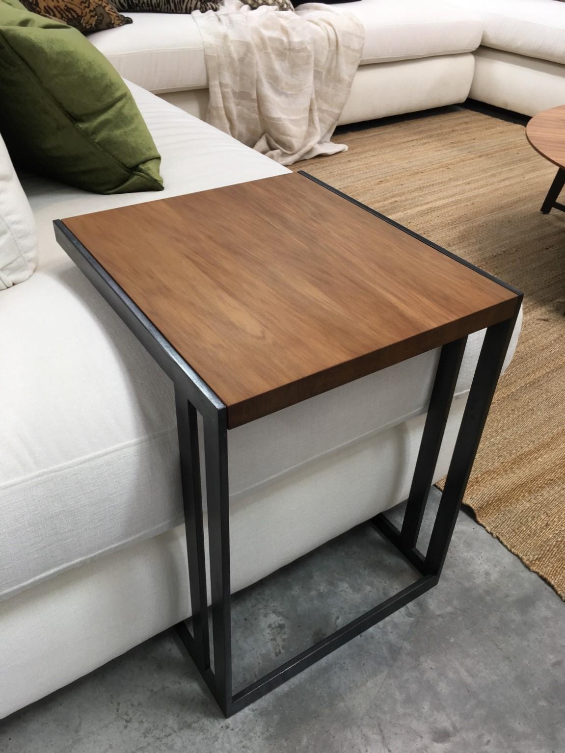 Contemporary Mica Side Table in Ancient Swamp Kauri Wood and Aged Steel ...