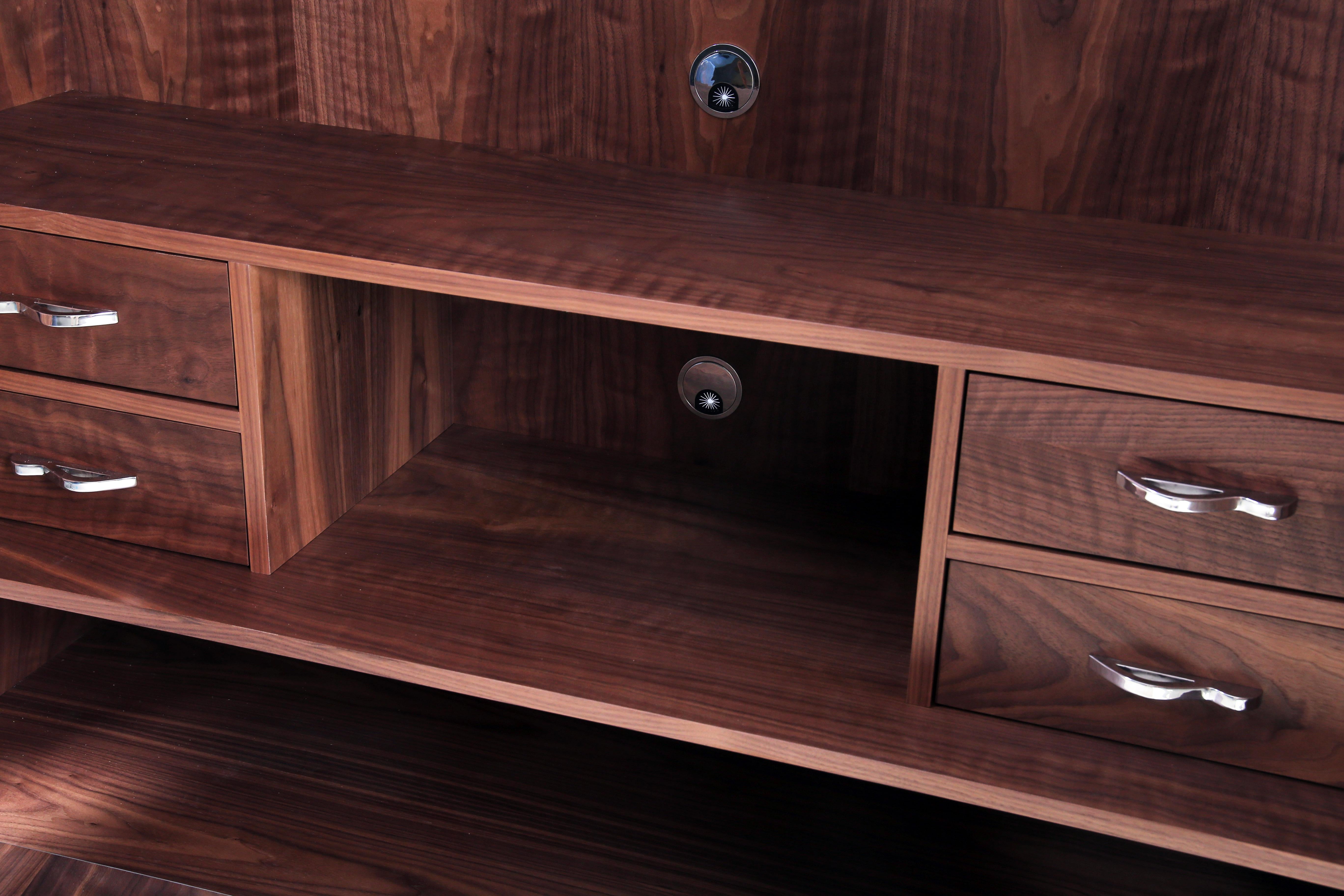 Contemporary Mid Century media cabinet in Ash, Walnut, Stainless steel ...