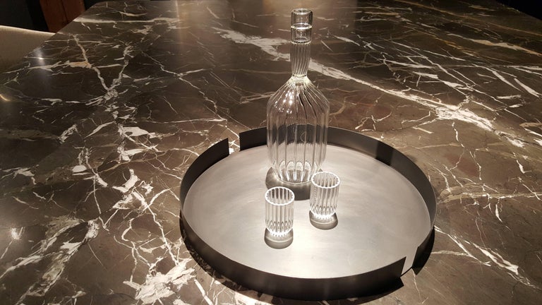 Contemporary Minimal Decorative Dark St. Steel Serving Tray Centerpiece ...