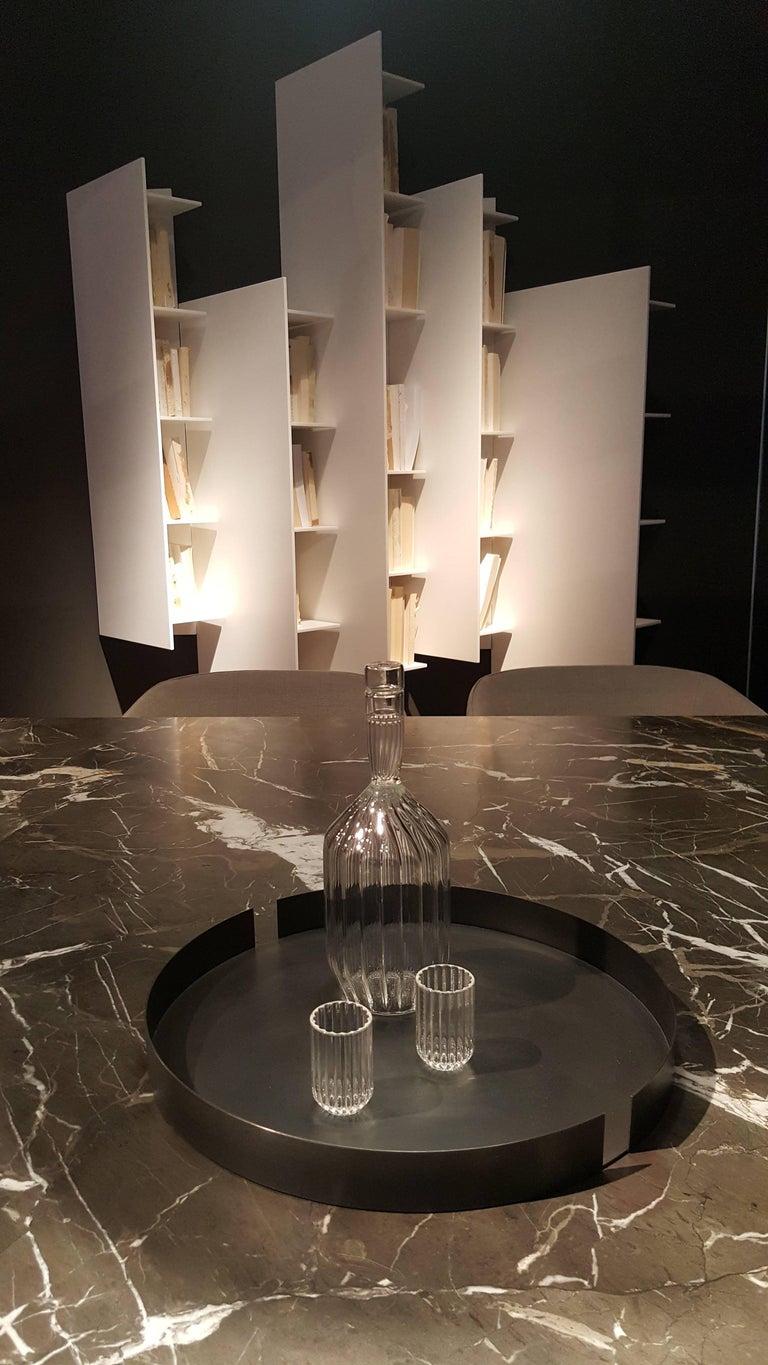 Contemporary Minimal Decorative Dark St. Steel Serving Tray Centerpiece ...