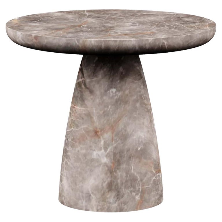 Contemporary Minimal Round Side Table 3 Legs in Fior Di Bosco Marble ...