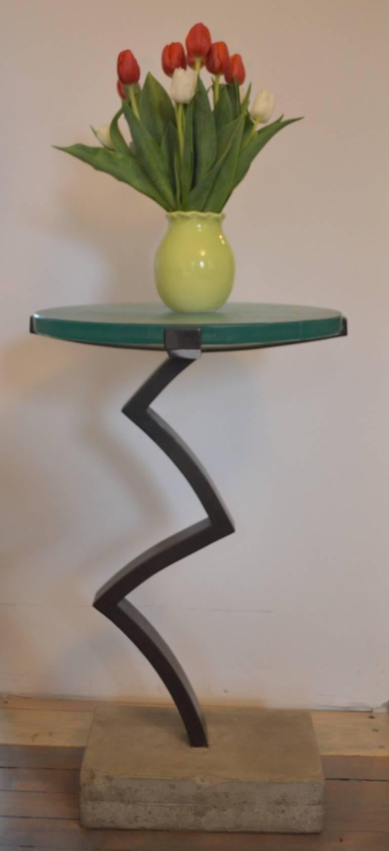 Contemporary Minimalist Blackened Steel and Cast Glass Table by Scott ...