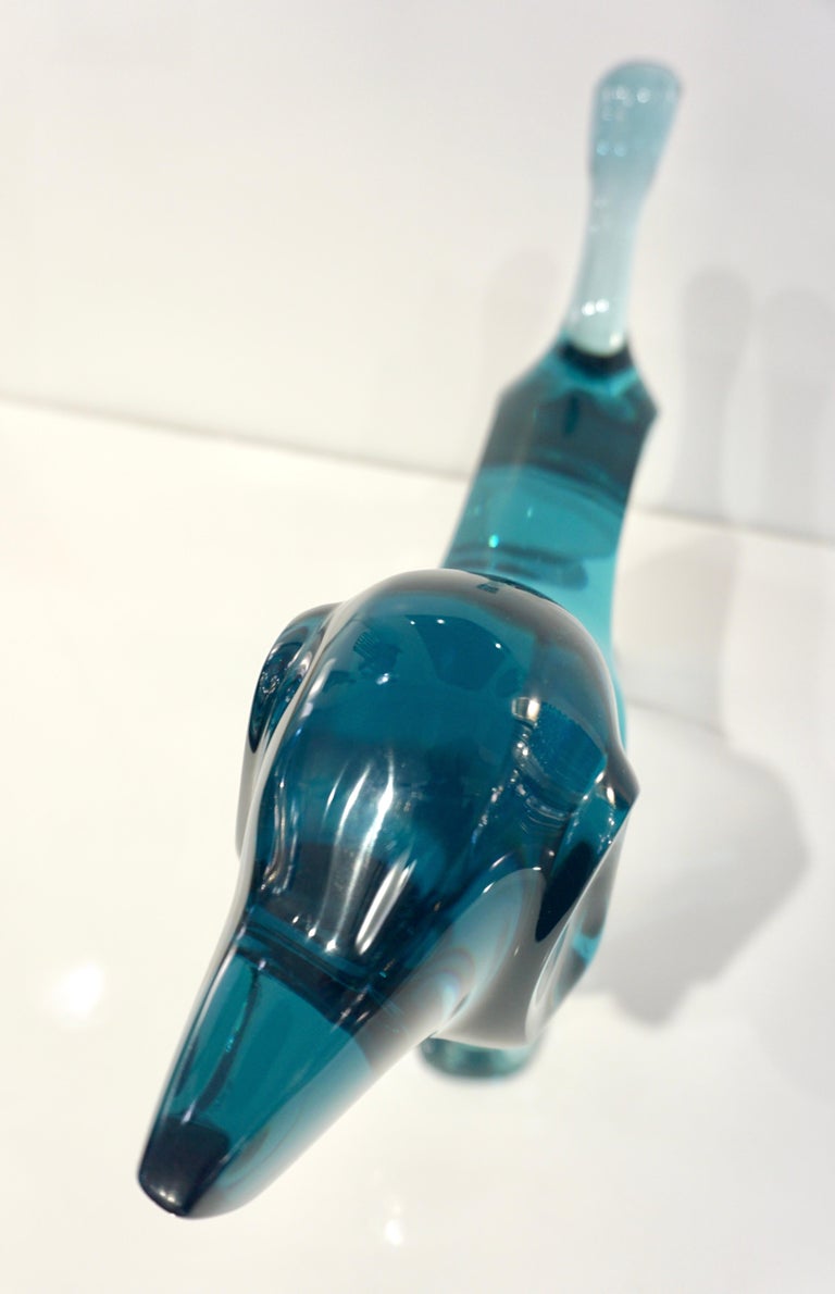 Contemporary Minimalist Marine Azur Blue Modern Lucite Sculpture of ...