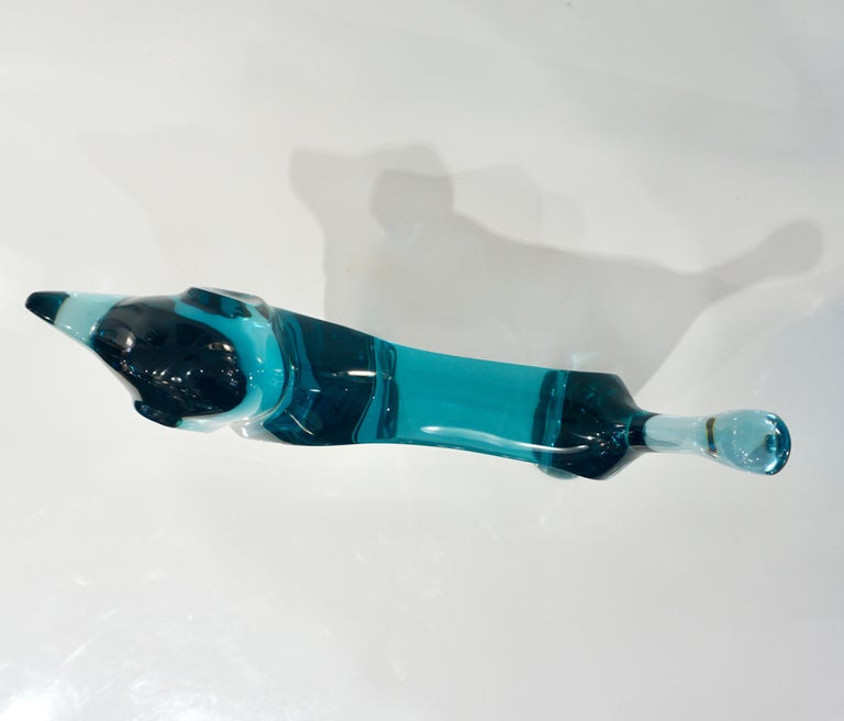 Contemporary Minimalist Marine Azur Blue Modern Lucite Sculpture of ...