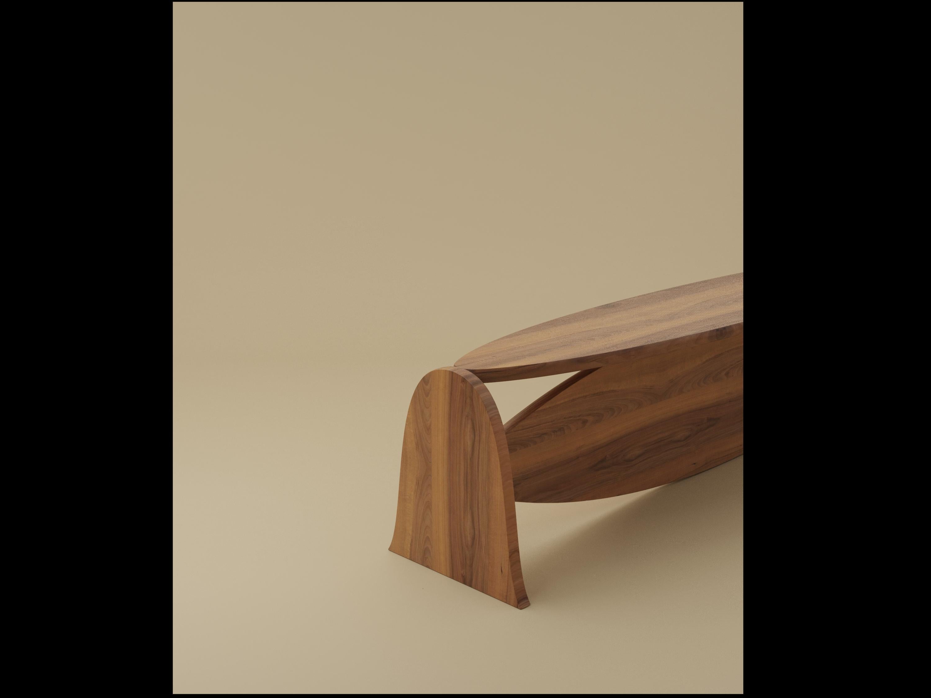 Contemporary Minimalist Varnished Solid Walnut Zeppelin Bench by ...
