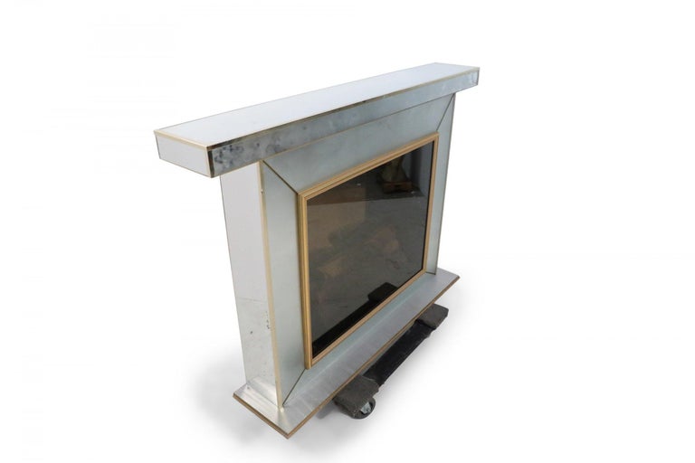Contemporary Mirror and Gilt Metal Fireplace with Infinity Mirror ...