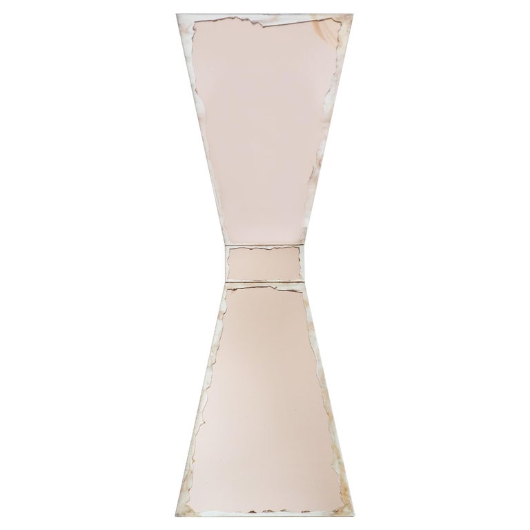 Contemporary mirror bow-tie shaped, rose art silvered glass, now ...