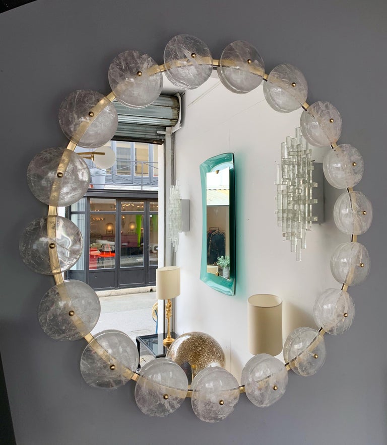 Contemporary Mirror Brass Rock Crystal, Italy at 1stDibs