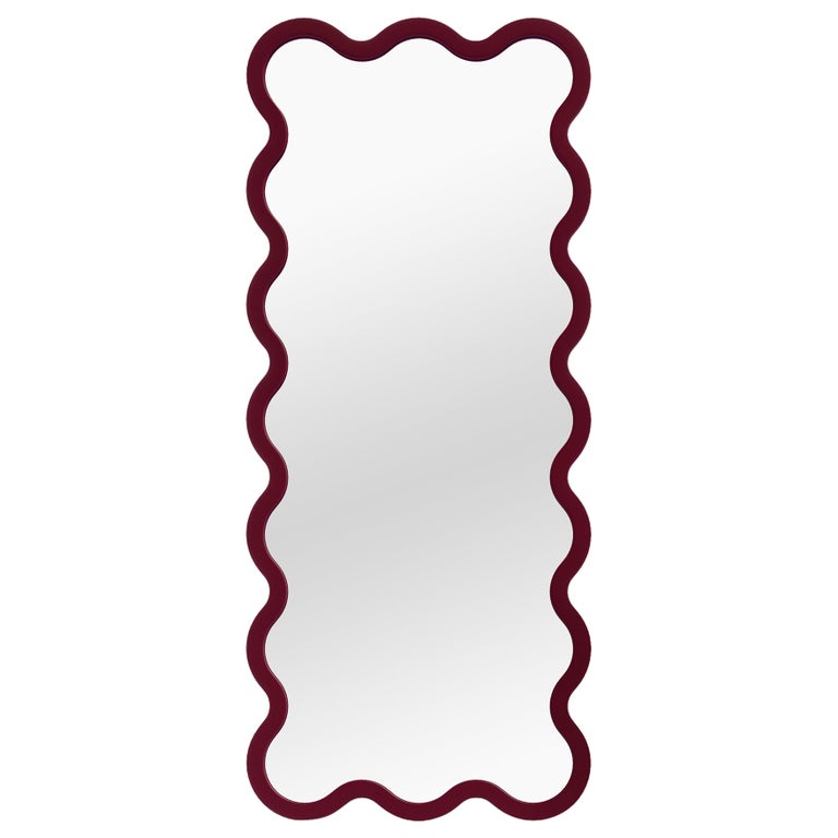 dark red frame mirror