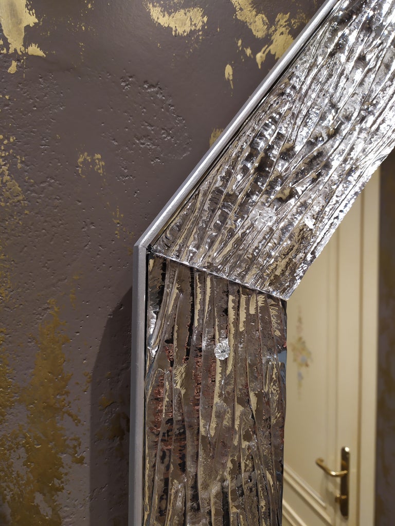 Contemporary Mirror, in Murano Glass Silvering Frame, Handcrafted, Made ...