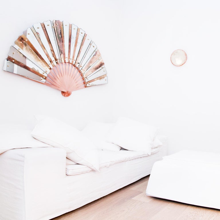Contemporary Mirror, Three-Dimensional Wall Fan, Silvered Glass Slabs ...