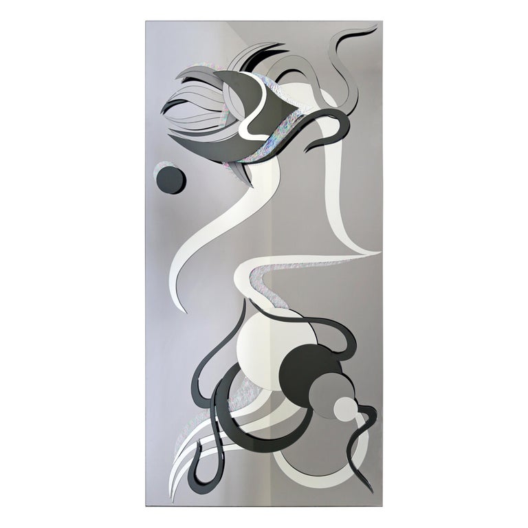 Contemporary Modern Abstract Hanging Wall Art Mirror 1980s at 1stDibs