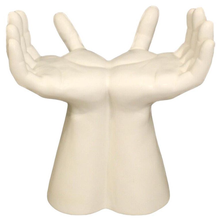 Contemporary Modern Accent Ceramic Pair of White Hands Chair at 1stDibs