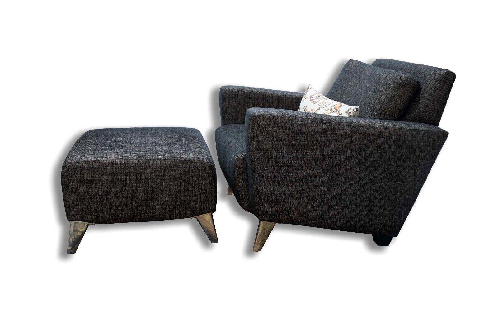 Contemporary Modern Angelo Black Chair and Ottoman with Chrome Legs ...