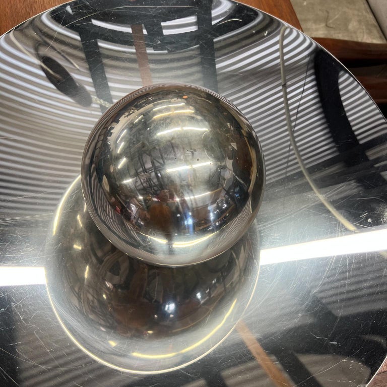 Contemporary Modern Art Chrome Plated Bronze Dish with Center Steel ...