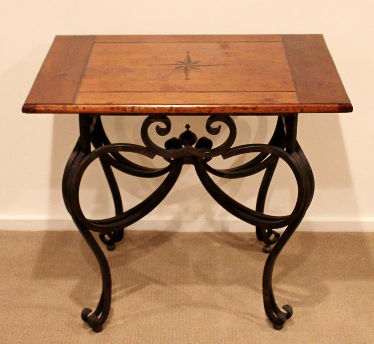 Contemporary Modern Baker Pair of Wood Topped Metal Side End Tables ...