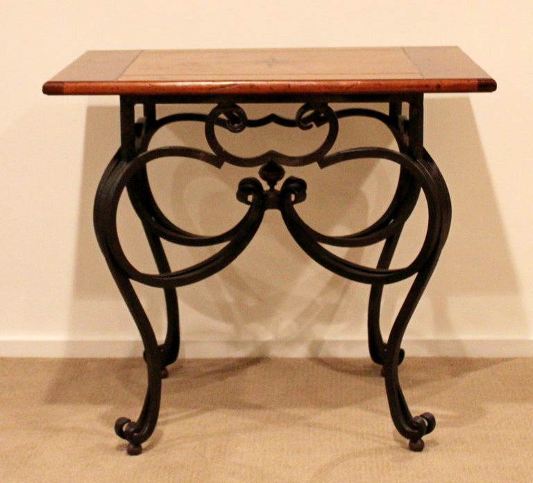 Contemporary Modern Baker Pair of Wood Topped Metal Side End Tables ...