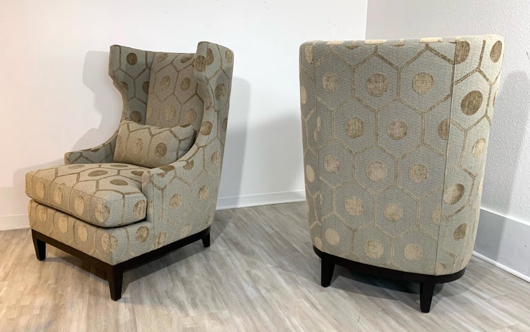 Contemporary Modern Bernhardt High Backed Pair of Lounge Club Armchairs ...