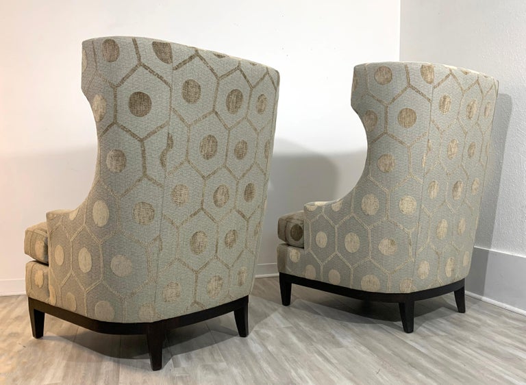 Contemporary Modern Bernhardt High Backed Pair of Lounge Club Armchairs ...