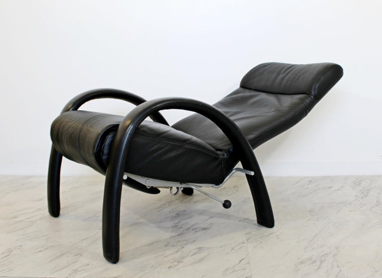 Contemporary Modern Bjork Lafer Black Leather Recliner Reclining ...