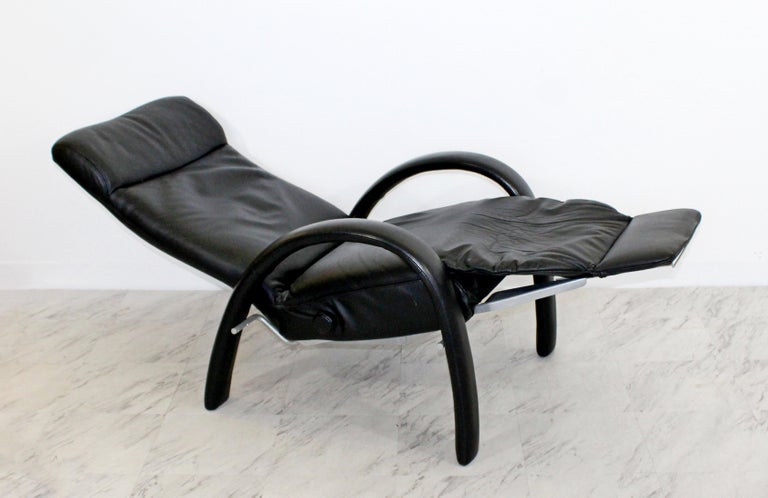 Contemporary Modern Bjork Lafer Black Leather Recliner Reclining ...