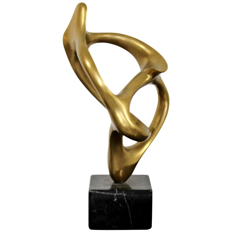 Contemporary Modern Bronze Marble Table Sculpture Signed by Kieff ...
