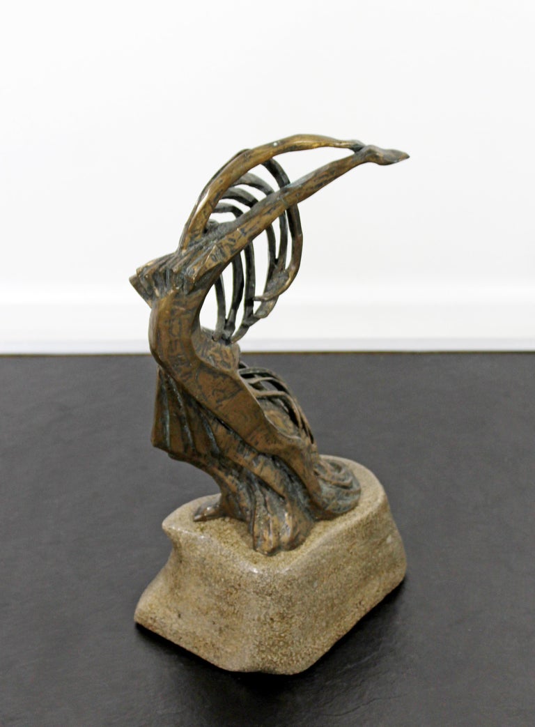 Contemporary Modern Bronze on Stone Female Figure Table Sculpture ...
