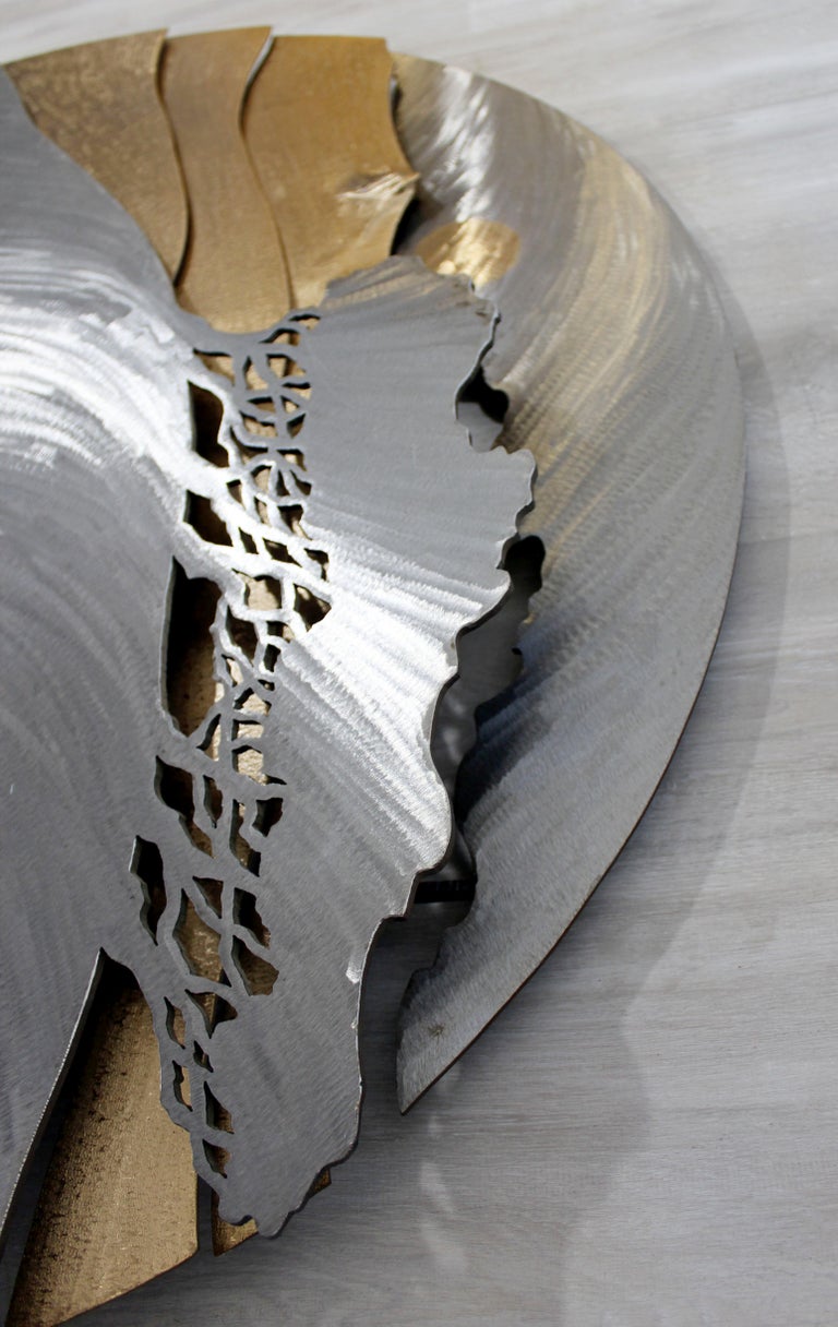 Contemporary Modern Bronze Stainless Steel Wall Sculpture Signed John ...
