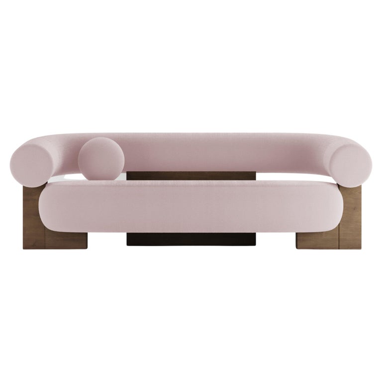 Contemporary Modern Cassete Sofa in Rose and Wood by Collector Studio ...