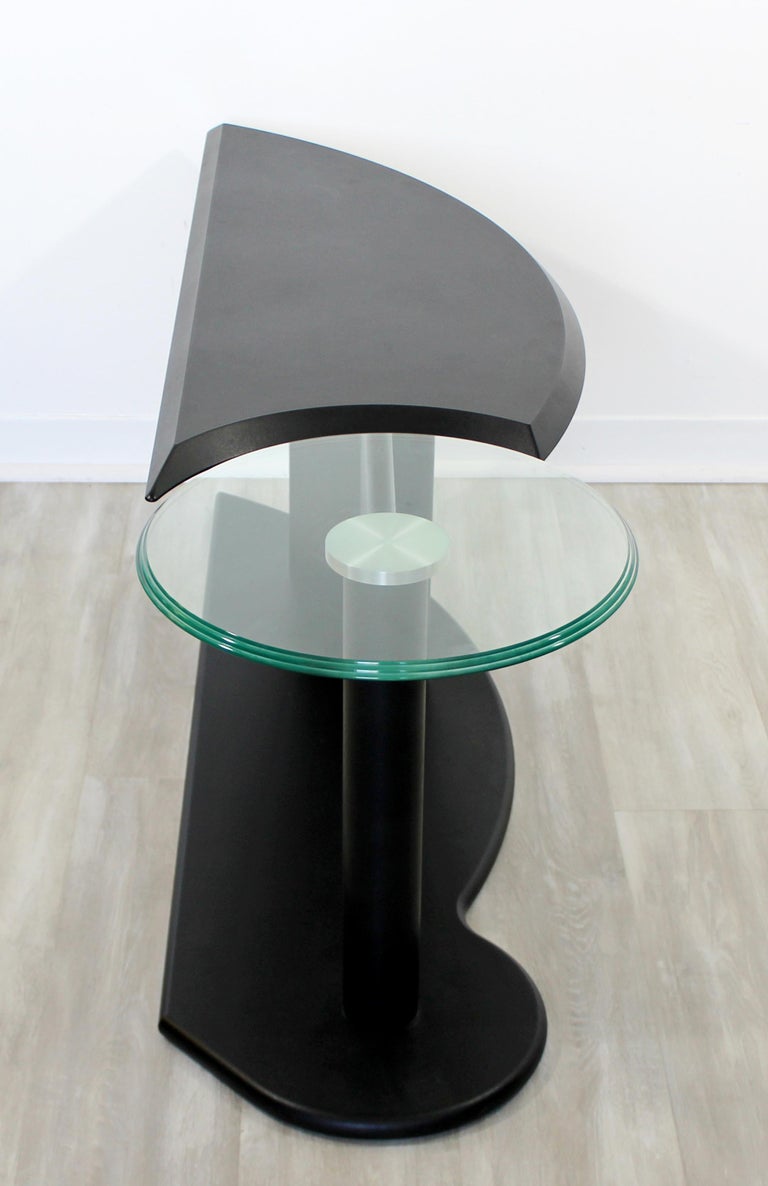 Contemporary Modern Cassina Black Metal Chrome and Glass Accent Table ...