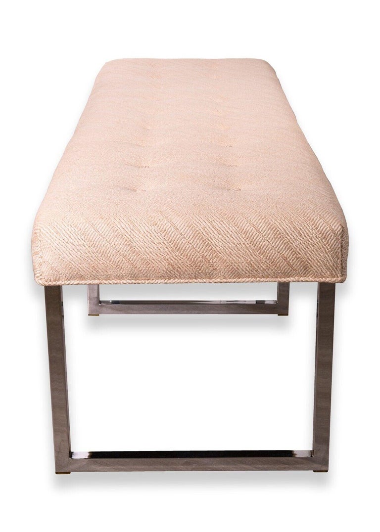 Contemporary Modern Chrome Base Cream Bench For Sale at 1stDibs