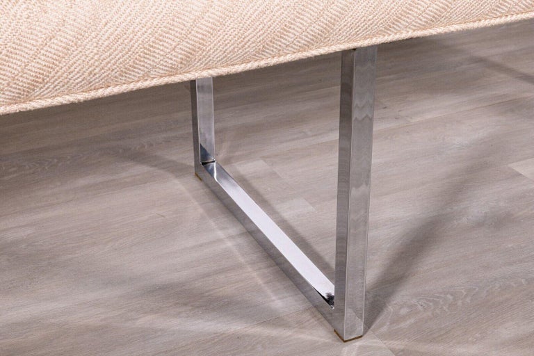 Contemporary Modern Chrome Base Cream Bench For Sale at 1stDibs