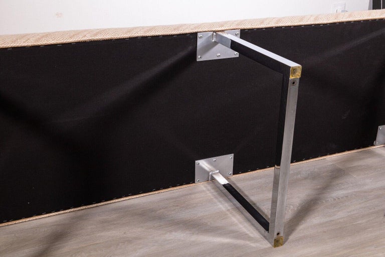 Contemporary Modern Chrome Base Cream Bench For Sale at 1stDibs