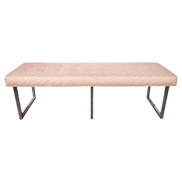 Contemporary Modern Chrome Base Cream Bench For Sale at 1stDibs