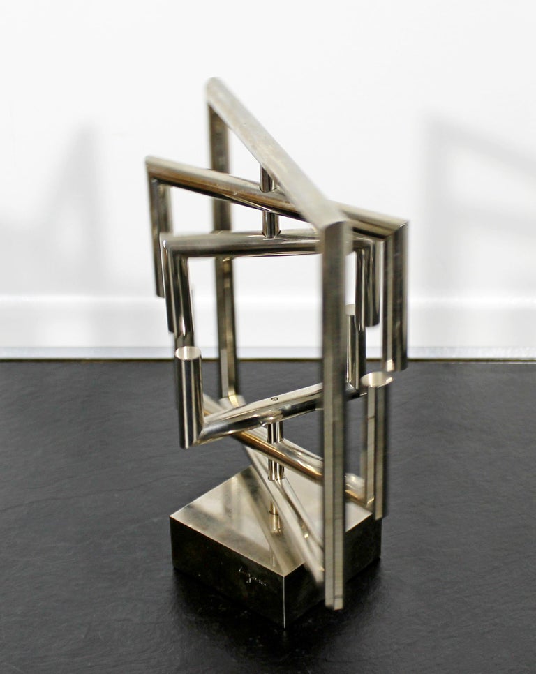 Contemporary Modern Chrome Symmetrical Kinetic Table Sculpture Signed ...